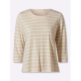 WITT WEIDEN 3/4-Arm-Shirt in ecru-sand-gemustert | Gr.: 46