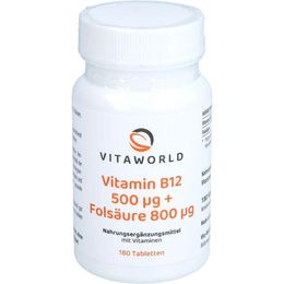 vitaworld Vitamin B12 500 &mu;g+Fols&auml;ure 800 &mu;g Tabletten 180 St