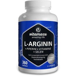 Vitamaze GmbH L-ARGININ 750 mg hochd.+Piperin+Vitamine Kapseln 360 St