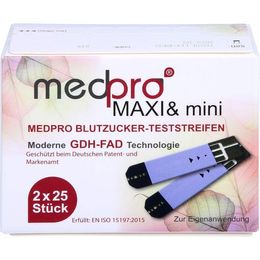 Medpro Maxi & mini Blutzucker-Teststreifen 2X25 St