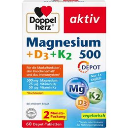 Queisser Doppelherz Magnesium 500+D3+K2 Depot Tabletten 60 St