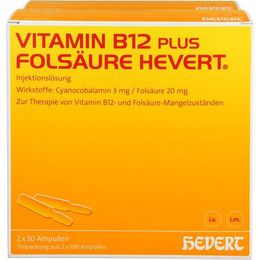 Vitamin B12 Plus Fols&auml;ure Hevert a 2 ml Ampullen 2X100 St