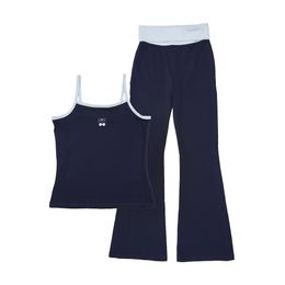 Lindex Set: Top und Leggings M&auml;dchen Gr&ouml;&szlig;e 134 pastellblau / dunkelblau