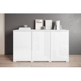 Sideboard OTTO HOME "Kenia, moderne grifflose Kommode mit 3 T&uuml;ren, Breite 120 cm", wei&szlig; (wei&szlig;, wei&szlig; hochglanz), B:120cm H:69,7cm T:39,5cm, FSC-zertifizierter Holzwerkstoff, Sideboards, Sideboard, Push-to-Open-Fronten, h&ouml;henverstellbaren Einlegeb&ouml;den