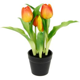 Kunstblume I.GE.A. "Tulpen", orange, B:20cm H:22cm L:20cm, Polyester, Kunstpflanzen, Real-Touch Bl&uuml;ten Tulpe Tulpenstrau&szlig; Latex Kunsttulpe Einzelblumen