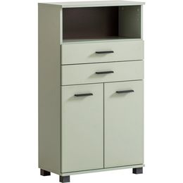 Midischrank Welltime "Palermo, Breite 60 cm made in Germany", gr&uuml;n (pistazie), B:59,8cm H:110,5cm T:32,6cm, FSC-zertifizierter Holzwerkstoff, Schr&auml;nke, Midischrank, Metallbeschl&auml;ge