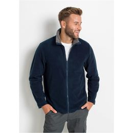 Fleecejacke bonprix "Fleecejacke", Herren, Gr. 68/70 (4XL), blau (dunkelblau), Fleece, Obermaterial: 100% Polyester, unifarben mit Farbeinsatz, regular fit h&uuml;ftbedeckend, Rundhals, Jacken Fleecejacke, mit Rei&szlig;verschluss, mit Stehkragen, aus pflegeleichtem Polyester