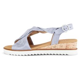 Sandalette Gabor "GENUA", Damen, Gr. 37, blau (hellblau), Nubukleder, Schuhe Sandalette, Sommerschuh, Sandale, Keilabsatz, mit verstellbarem Fersenriemchen