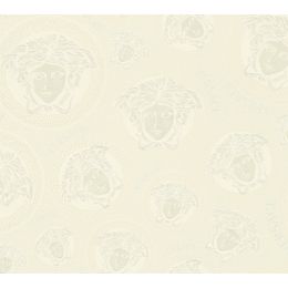 Vliestapete Versace "Wallpaper Versace 5 Medusakopf", beige (creme wei&szlig;), B:0,7m H:0,01m L:10,05m, Vinyl, Vlies, Tapeten, Designertapete Tapeten Wohnzimmer Schlafzimmer K&uuml;che Flur Design Optik