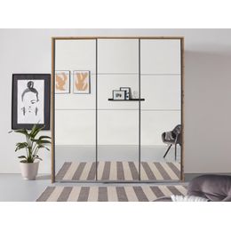 Schwebet&uuml;renschrank Rauch "Kleiderschrank Schrank Garderobe OTELI inkl. 3 Innenschubladen", braun (eiche artisan), B:211cm H:214cm T:68cm, Holzwerkstoff, Schr&auml;nke, Schwebet&uuml;renschrank, mit Spiegelfront und Passepartout optional mit Beleuchtung