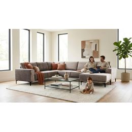 Wohnlandschaft OTTO HOME "OLAND U-Form, XXL, B: 342 cm, Skandi-Design", grau (dunkelgrau), B:342cm H:85cm T:260cm, 100% Polyester, Sofas, Wohnlandschaft, Skandi-Design in Struktur, Flachgewebe, Luxus-Microfaser, Boucle