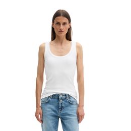 Marc O'Polo T-Shirt MARC O'POLO "aus elastischem Rippjersey", Damen, Gr. S, wei&szlig;, Obermaterial: 97% Baumwolle, 3% Elasthan, unifarben, slim fit, tiefer Rundhals, Shirts T-Shirt