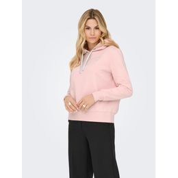 Kapuzensweatshirt Only "ONLNOLI L/S HEART HOOD SWT NOOS", Damen, Gr. S, rosy touch detail:silber strings, heart emb, Sweatware, Obermaterial: 60% Baumwolle, 40% Polyester, unifarben, regular fit normal, Rundhals, Rippb&uuml;ndchen, Sweatshirts, Baumwollmischung, regular fit