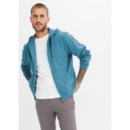 Kapuzensweatjacke bonprix "Kapuzen-Sweatjacke mit Rei&szlig;verschluss", Herren, Gr. 52/54 (L), blau (mattpetrol), Obermaterial: 60% Baumwolle, 40% Polyester, regular fit, Sweatjacken, mit Kapuze, mit Rei&szlig;verschluss, mit K&auml;ngurutaschen, Regular Fit