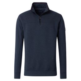Sweatshirt Casamoda "Casamoda Sweatshirt uni", Herren, Gr. L, blau, 62% Baumwolle, 35% Polyester, 3% Elasthan, Sweatshirts Sweatshirt