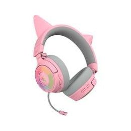 Razer Kraken Kitty V3 Pro Quartz, Gaming-Headset rosa/grau, Bluetooth, USB-Dongle, USB-Kabel