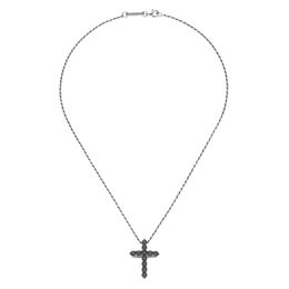 Kette mit Anh&auml;nger "Kette mit Anh&auml;nger Kreuz, schwarze Spinelle, Silber 925", schwarz, Giorgio Martello MILANO, Halsketten, Damen, Silber 925 (Sterlingsilber), Kette mit Anh&auml;nger