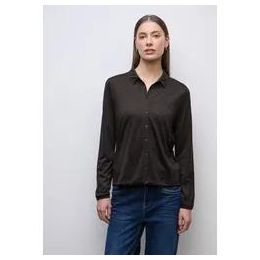 Langarmshirt Street One, Damen, Gr. 36, schwarzest braun, Web, 50% Baumwolle, 50% Modal, normal normal, V-Ausschnitt, elastischer Bund, Shirts Langarmshirt, im Tunika-Style