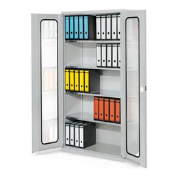 KAPPES Systemschrank Serie 500 RAL 7035 Sichtfenstert&uuml;ren 4 Fachb&ouml;den (1251.01.5013)