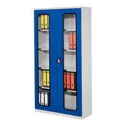 KAPPES Systemschrank Serie 400 RAL 7035/5010 Sichtfenstert&uuml;ren 4 Fachb&ouml;den (1250.01.5016)