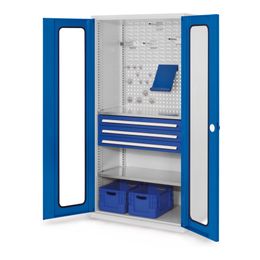 KAPPES Schubaldenschrank RasterPlan RAL 7035/5010 Mod. 32 Sichtfenstert&uuml;ren (1460.02.5016)