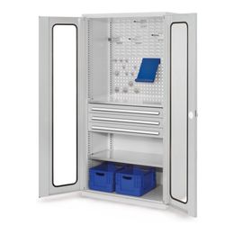 KAPPES Schubladenschrank RasterPlan RAL 7035 Mod. 32 Sichtfenstert&uuml;ren (1460.02.5013)