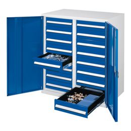 KAPPES Schwerlastbeistellschrank Mod. 72 RAL 7035/5010 Vollblecht&uuml;ren mit Ausstattung (1472.03.1016)
