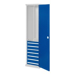 KAPPES Schubladenschrank RasterPlan schmal RAL 7035/5010 Mod. 5 Lochplattent&uuml;r (1567.04.3016)