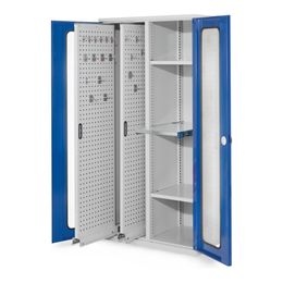 KAPPES Vertikalschrank RasterPlan Mod. 84 RAL 7035/5010 Sichtfenstert&uuml;r mit Ausstattung (1465.04.5016)