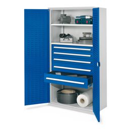 KAPPES Schwerlastschrank OMT Mod. 44 RAL7035/5010 T&uuml;ren innen Schlitzplatten (1462.08.4016)
