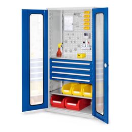 KAPPES Schubladenschrank RasterPlan RAL 7035/5010 Mod. 33 Sichtfenstert&uuml;ren (1460.03.5016)