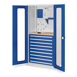 KAPPES Schubladenschrank RasterPlan RAL 7035/5010 Mod. 37 Sichtfenstert&uuml;ren (1460.07.5016)