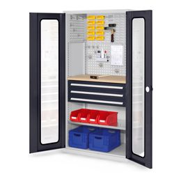 KAPPES Schubladenschrank RasterPlan RAL 7035/7016 Mod. 35 Sichtfenstert&uuml;ren (1460.05.5024)