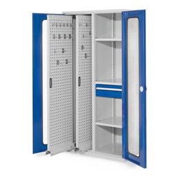 KAPPES Vertikalschrank RasterPlan Mod. 82 RAL 7035/5010 Sichtfenstert&uuml;r mit Ausstattung (1465.03.5016)