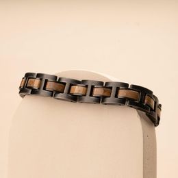 Holzkern Armband Forte (Marmor/Antiksilber), Naturholz, Damen und Herren, gr&ouml;&szlig;enverstellbar