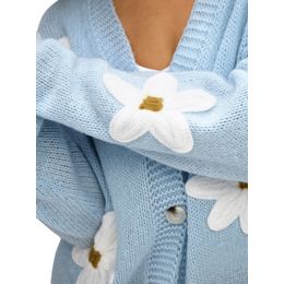 sheego by Joe Browns sheego Gro&szlig;e Gr&ouml;&szlig;en Strickjacke mit Bl&uuml;tenmuster, hellblau, Gr&ouml;&szlig;e 52/54 - Damen