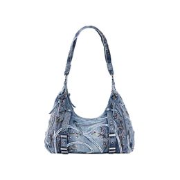 Desigual Schultertasche Damen Gr&ouml;&szlig;e One Size blue denim / braun / hellgr&uuml;n / ros&eacute;