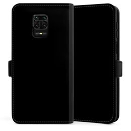 DeinDesign Xiaomi Redmi Note 9 Pro Handy Klapph&uuml;lle Handyh&uuml;lle aus Kunst Leder schwarz Flip Case Unicoloured Colour Black Sideflip mit Lasche
