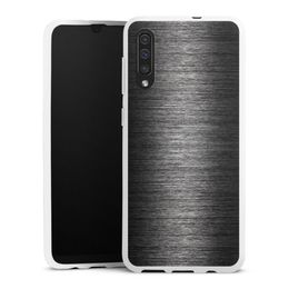DeinDesign Galaxy A50 Handy Silikon H&uuml;lle Case wei&szlig; Handyh&uuml;lle Metallic Look Metal Anthracite Silikon Case