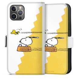 DeinDesign iPhone 12 Pro Handy Klapph&uuml;lle Handyh&uuml;lle aus Kunst Leder wei&szlig; Flip Case Snoopy Peanuts Children Sideflip mit Lasche