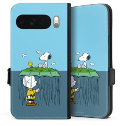 DeinDesign Google Pixel 10 Pro XL Handy Klapph&uuml;lle Handyh&uuml;lle aus Kunst Leder schwarz Flip Case Peanuts Children Snoopy Sideflip mit Lasche