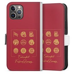 DeinDesign iPhone 12 Pro Handy Klapph&uuml;lle Handyh&uuml;lle aus Kunst Leder wei&szlig; Flip Case Merchandise Fc Bayern M&uuml;nchen Fcb 125 Jahre Sideflip mit Lasche