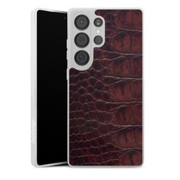 DeinDesign Galaxy S25 Ultra Handy Slim Case Silikon Handyh&uuml;lle transparent H&uuml;lle extra d&uuml;nn Leather Crocodile Animal Print Silikon Slim Case