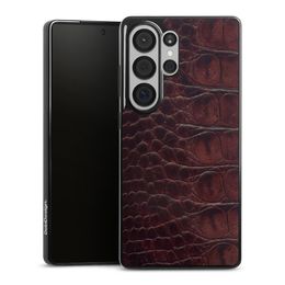 DeinDesign Galaxy S25 Ultra Handy Slim Case extra d&uuml;nn Silikon Handyh&uuml;lle schwarz H&uuml;lle Leather Crocodile Animal Print Silikon Slim Case