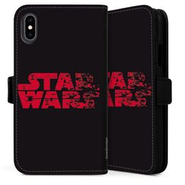 DeinDesign iPhone X Handy Klapph&uuml;lle Handyh&uuml;lle aus Kunst Leder schwarz Flip Case Star Wars Merchandise Logo Sideflip mit langer Lasche