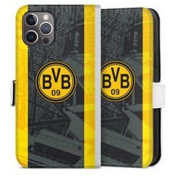 DeinDesign iPhone 12 Pro Handy Klapph&uuml;lle Handyh&uuml;lle aus Kunst Leder wei&szlig; Flip Case Bvb Borussia Dortmund Stadium Sideflip mit Lasche