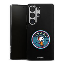 DeinDesign Galaxy S25 Ultra Handy Slim Case extra d&uuml;nn Silikon Handyh&uuml;lle schwarz H&uuml;lle Peanuts Weltall Snoopy Silikon Slim Case
