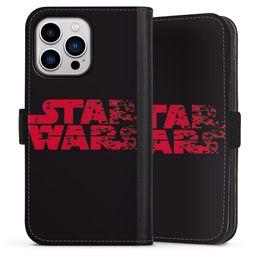DeinDesign iPhone 13 Pro Handy Klapph&uuml;lle Handyh&uuml;lle aus Kunst Leder schwarz Flip Case Star Wars Merchandise Logo Sideflip mit Lasche