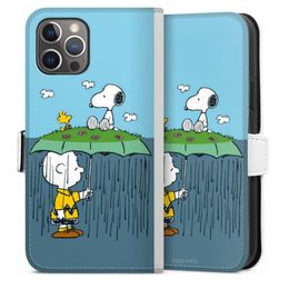 DeinDesign iPhone 12 Pro Handy Klapph&uuml;lle Handyh&uuml;lle aus Kunst Leder wei&szlig; Flip Case Peanuts Children Snoopy Sideflip mit Lasche