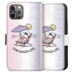 DeinDesign iPhone 12 Pro Handy Klapph&uuml;lle Handyh&uuml;lle aus Kunst Leder wei&szlig; Flip Case Snoopy Official Licensed Product Peanuts Sideflip mit Lasche